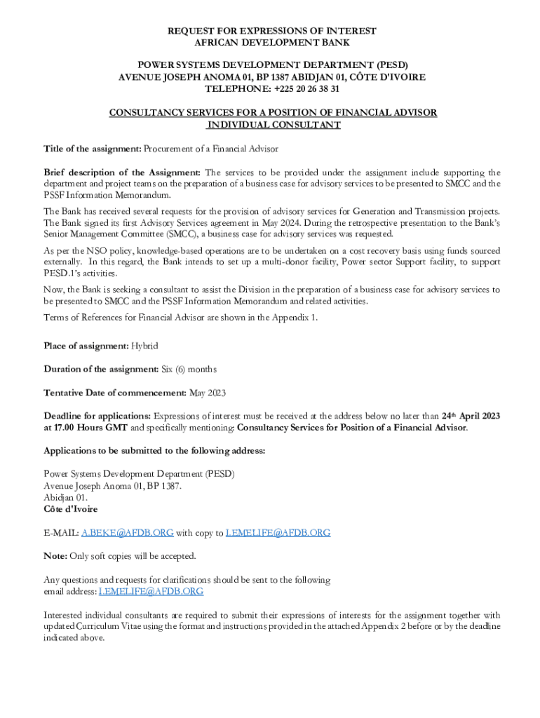 Fillable Online EXPRESSION OF INTEREST Power Systems ... Fax Email Print - pdfFiller