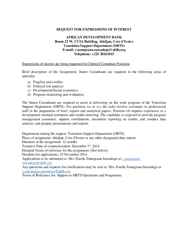 Fillable Online Room 22 W, CCIA Building, Abidjan, Cote dIvoire Fax ...