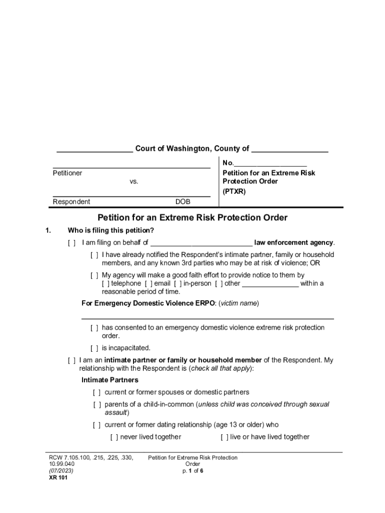 Fillable Online FILING FOR AN EXTREME RISK PROTECTION ORDER ( ... Fax ...