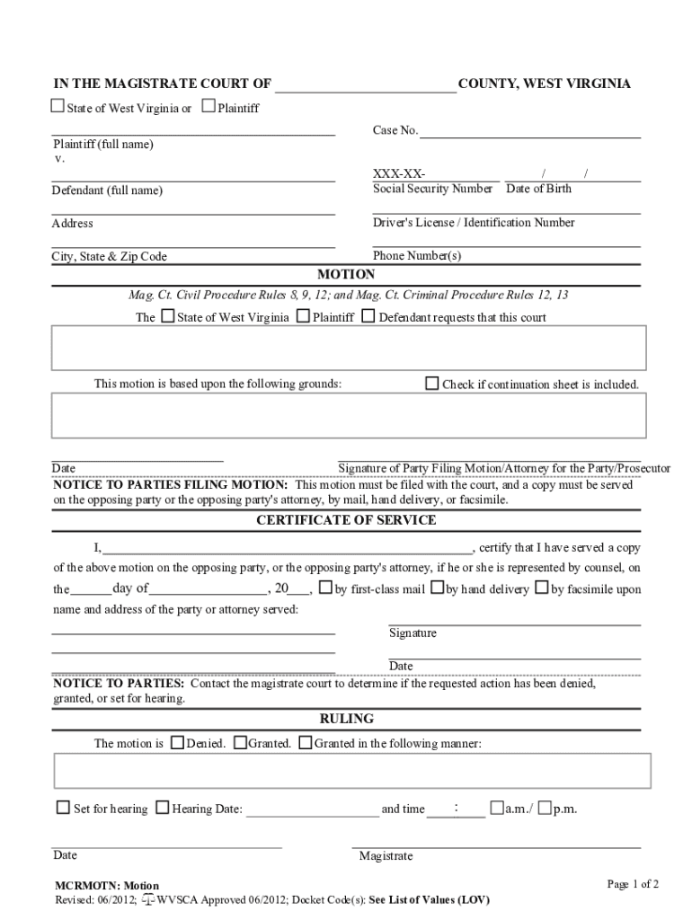 Fillable Online Motion Fax Email Print - pdfFiller