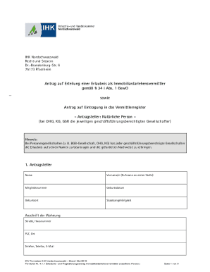 Ausfüllbar Online Antrag auf Erteilung einer Erlaubnis als ... Fax Email Drucken - pdfFiller