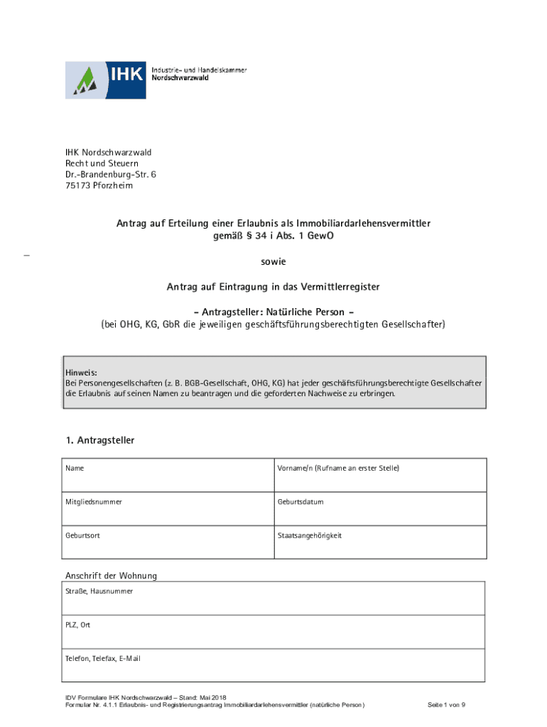 Ausfüllbar Online Antrag auf Erteilung einer Erlaubnis als ... Fax Email Drucken - pdfFiller