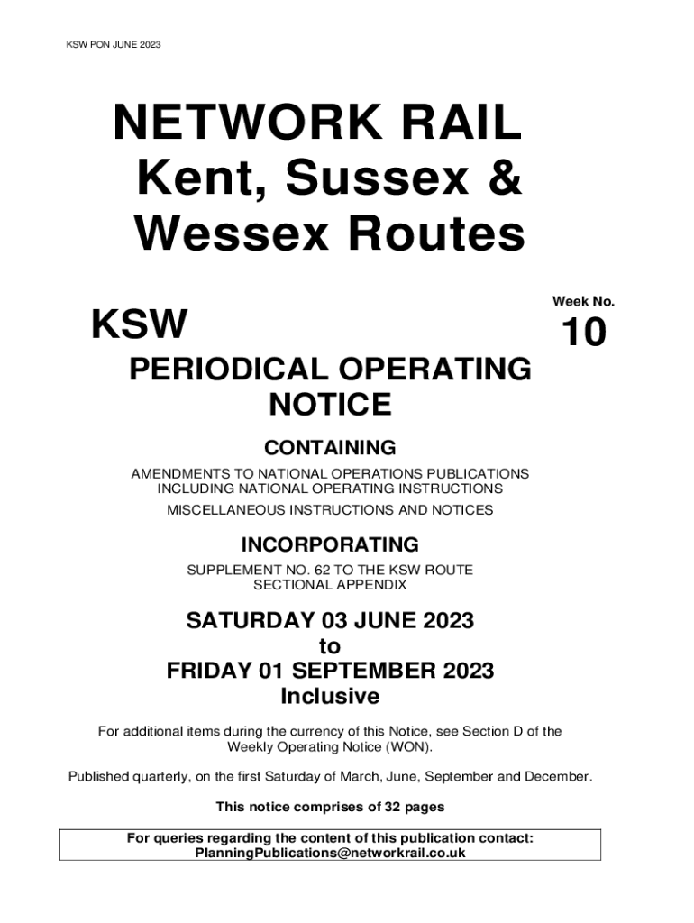 Fillable Online NETWORK RAIL Kent, Sussex & Wessex Routes Fax Email ...
