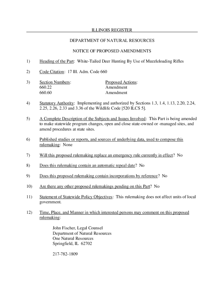 Fillable Online dnr illinois Part 660 - WHITE-TAILED DEER HUNTING BY USE OF ... Fax Email Print ...