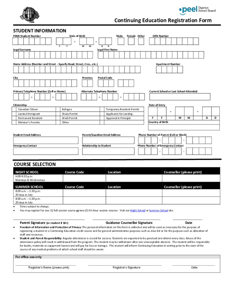 Fillable Online PDSB Student Number Fax Email Print - pdfFiller