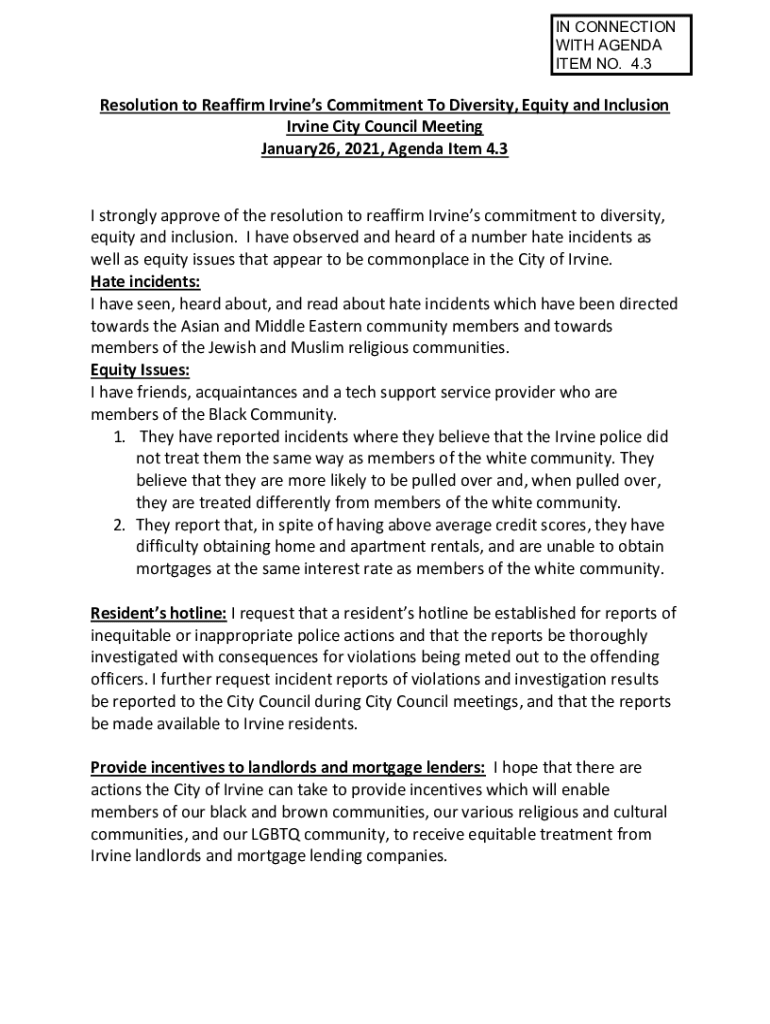 Fillable Online request for city council action - Irvine Fax Email Print - pdfFiller