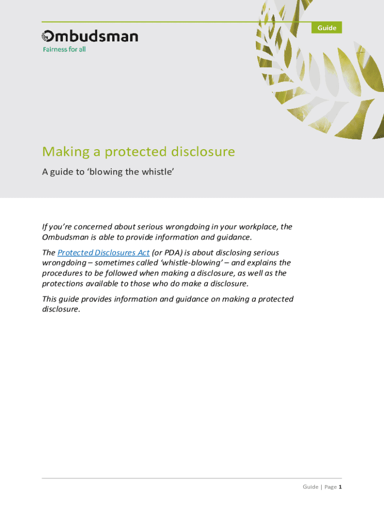 Fillable Online Serious wrongdoing at work (protected disclosure) Fax ...