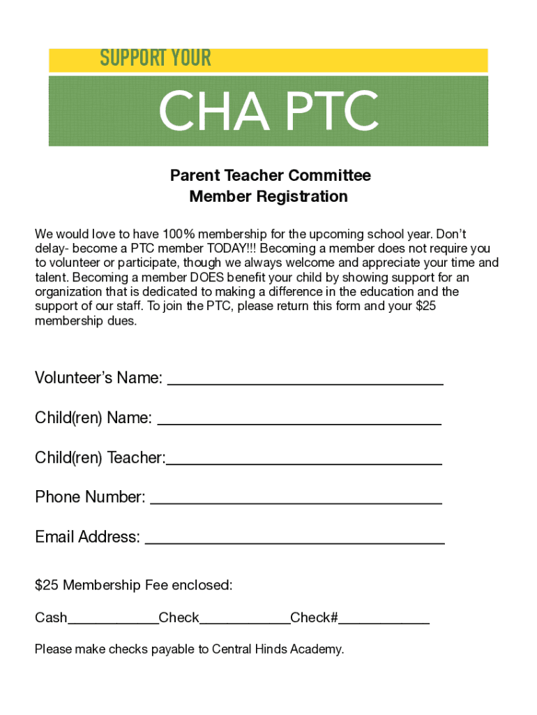 Fillable Online CHA PTC registration form 22 Fax Email Print - pdfFiller