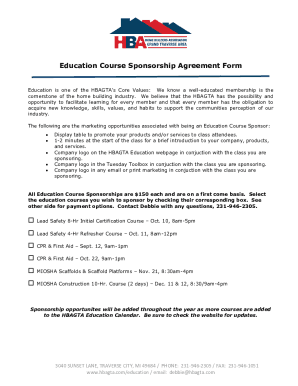 Fillable Online Education Course Sponsorship Agreement Form - NET Fax ...