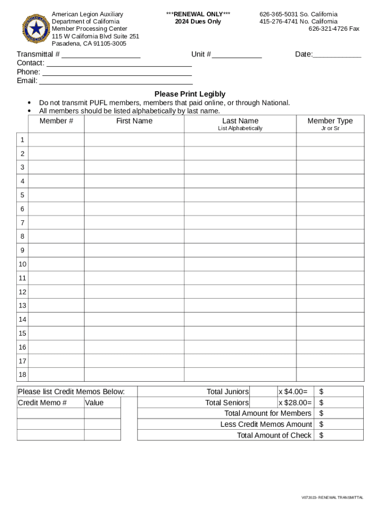 American Legion Auxiliary Department of California Doc Template | pdfFiller