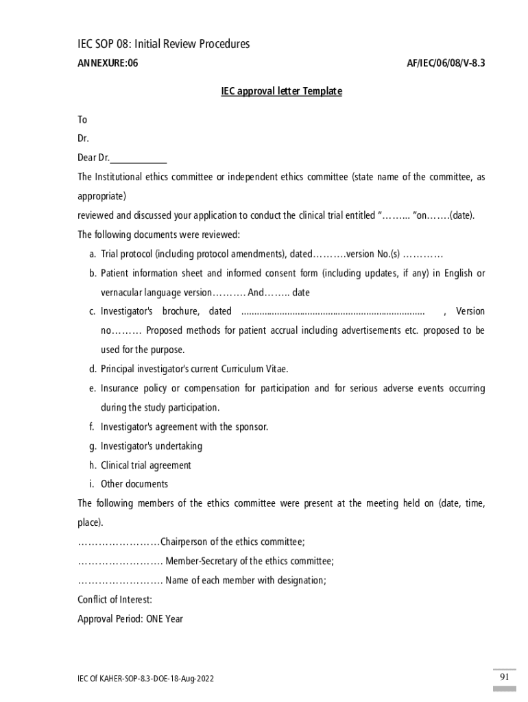Fillable Online IEC SOP 08: Initial Review Procedures Fax Email Print ...