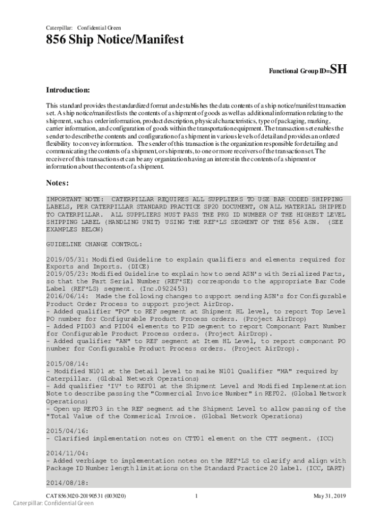 Fillable Online 856 Ship Notice/Manifest - Supplier Connect Fax Email ...