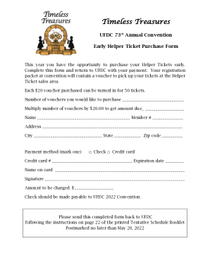 Fillable Online Final Early Helper Ticket Purchase Form 2022 - online ...