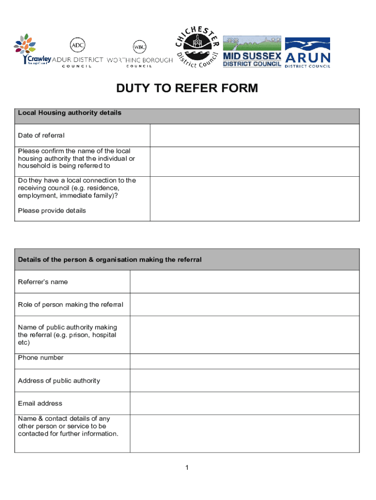 Fillable Online Duty to Refer form - to hand write Fax Email Print ...