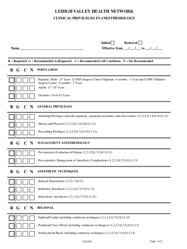 Fillable Online clinical privileges in anesthesiology Fax Email Print ...