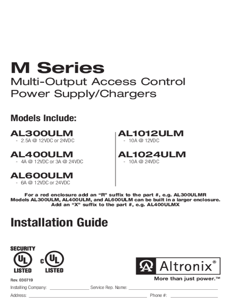 Fillable Online Altronix AL400ULM Access Power Distribution Module ...