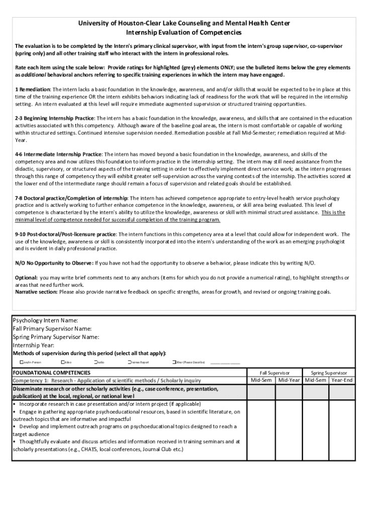 Fillable Online intern evaluation form/competencies Fax Email Print - pdfFiller
