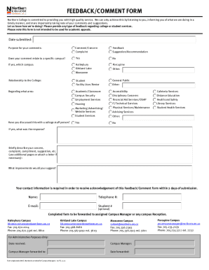 Fillable Online Feedback Comment Form Final A Fax Email Print - pdfFiller
