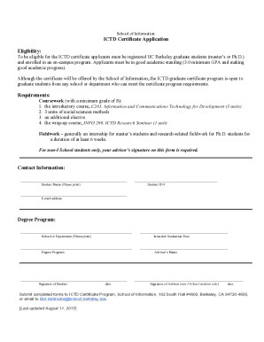Fillable Online ICTD Certificate Application Eligibility: Requirements ...