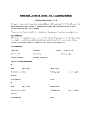 Fillable Online nacelesl co PARENTAL CONSENT FORM For 17-Year-Old Students ... Fax Email Print ...