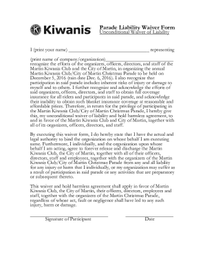 Fillable Online Parade Event Waiver Form - Fill Online, Printable ...