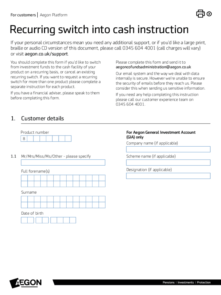 Fillable Online Switch instruction form Fax Email Print - pdfFiller