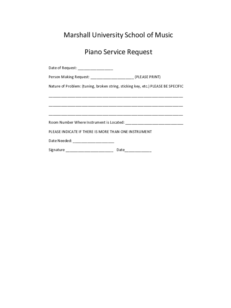 Fillable Online Piano Service Request Form Fax Email Print - pdfFiller