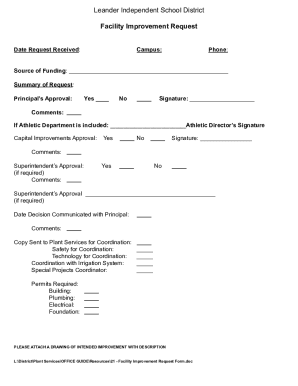 Fillable Online Facility Improvement Request Form.doc Fax Email Print ...