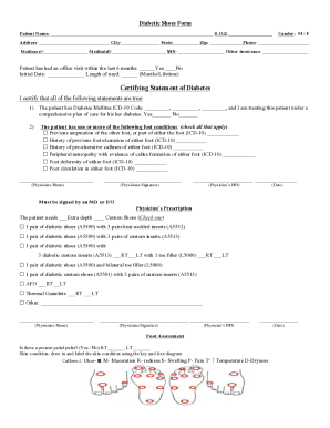 Fillable Online Diabetic Shoes Form for MD.docx Fax Email Print - pdfFiller
