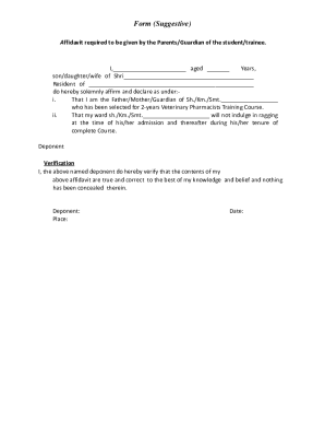 Fillable Online FORMAT OF AFFIDAVIT/DECLARATION FOR CHANGE ... Fax ...