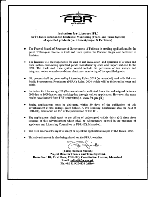 Fillable Online Track and trace system: FBR lays down procedure for tax ...