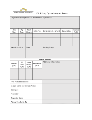 Fillable Online LCL Pickup Quote Request Form: Fax Email Print - pdfFiller