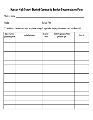 Fillable Online Community Service Log Sheet - Google Docs Fax Email Print - pdfFiller