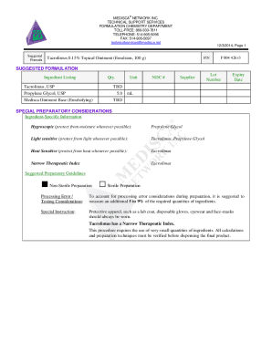 Fillable Online Compounding Formula Samples - MEDISCA Network Fax Email ...