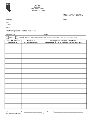 Fillable Online UVSL Record Transmittal.dotx Fax Email Print - pdfFiller