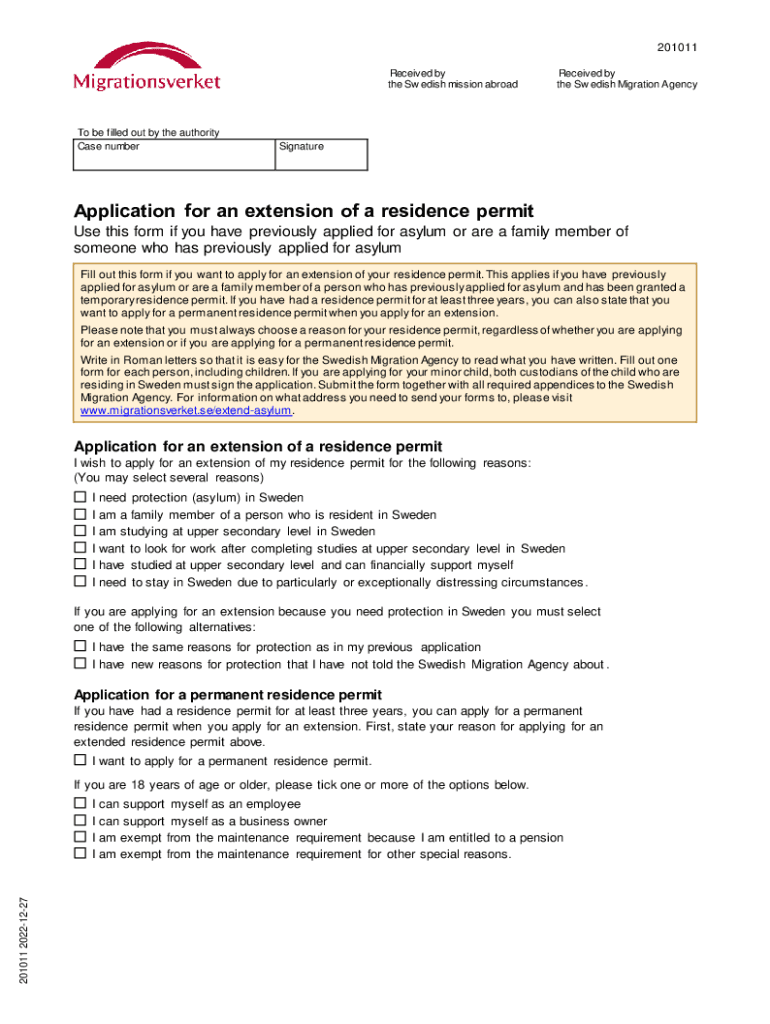 Fillable Online Application for an extension of a residence permit ...