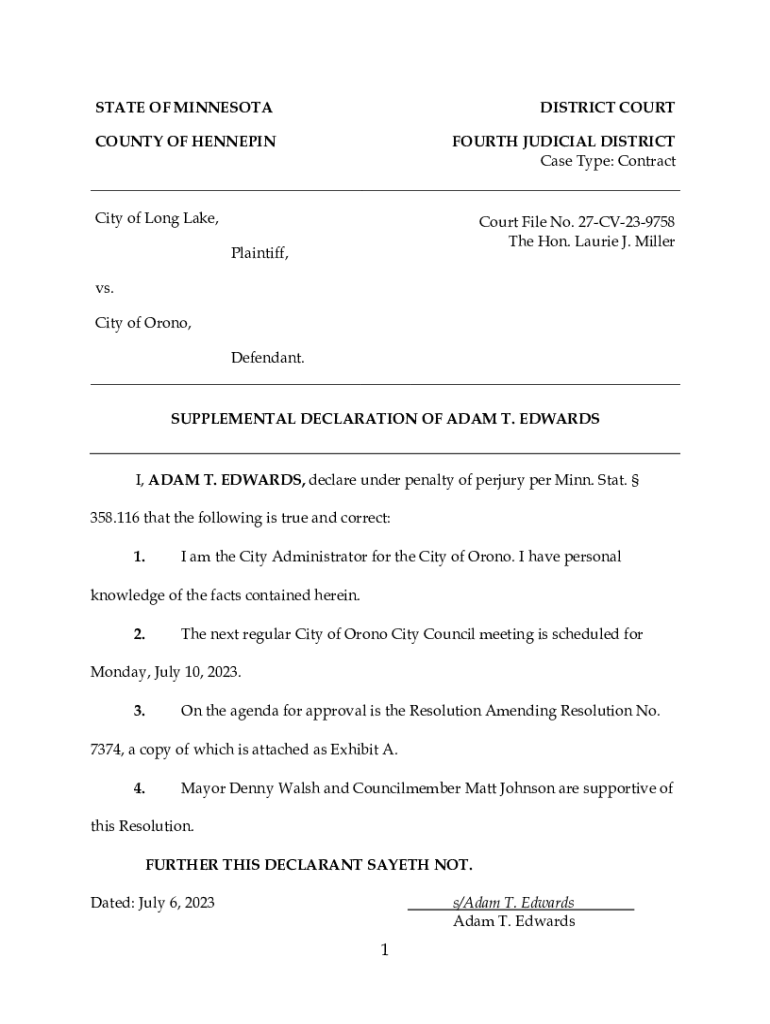 Fillable Online STATE EX REL. ORONO v. Village of Long Lake Fax Email ...