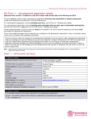 Fillable Online Fillable Online DA Form 1 Development application ...