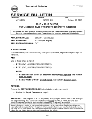 Fillable Online P17F0 Nissan Code - Continuously Variable Transmission ...