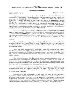 Fillable Online Form-VI(A) (Under section 11(1) of the LA R&R Act, 2013 ...