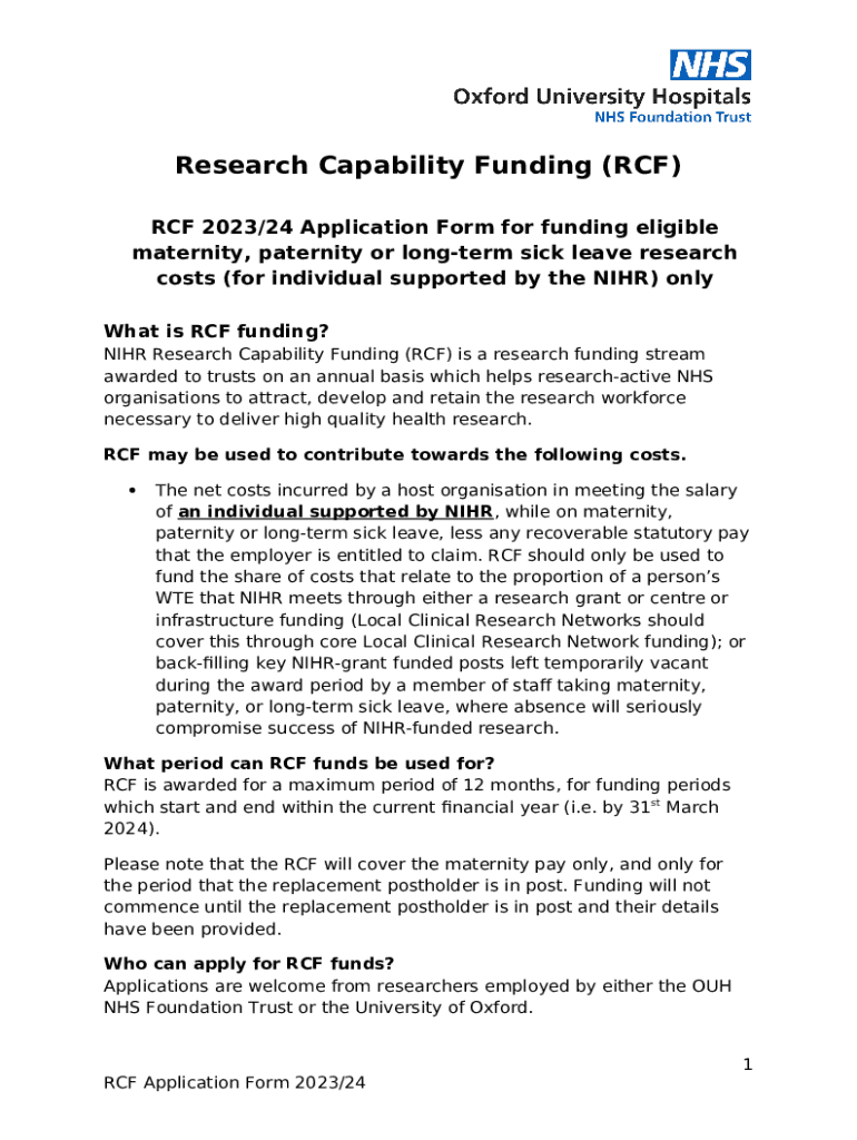 UH Bristol NIHR Research Capability Funding Call Doc Template | pdfFiller