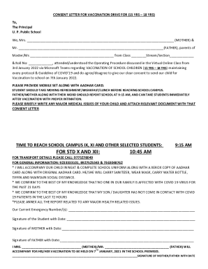 Fillable Online CONSENT LETTER-Vaccination of School Childrenl.doc Fax ...