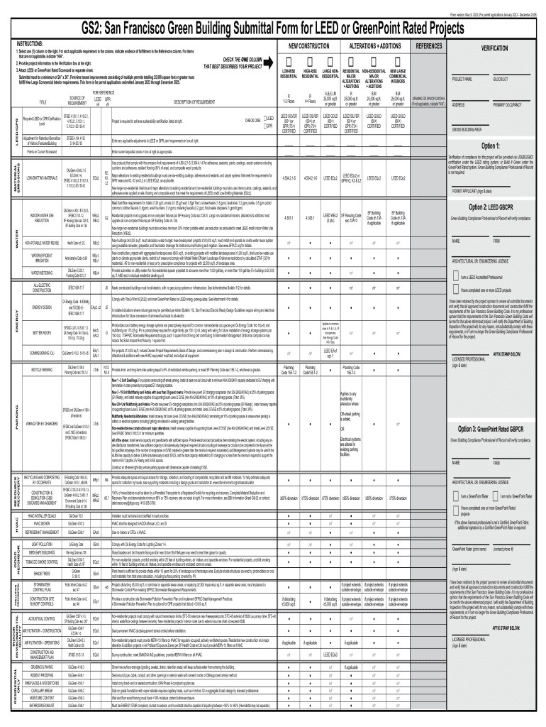 Fillable Online GS2: San Francisco Green Building Submittal Form for ...