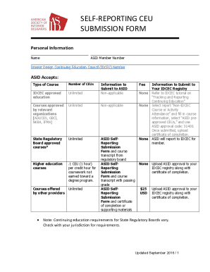Fillable Online Self-Reporting CEU SUBMISSION FORM Fax Email Print ...