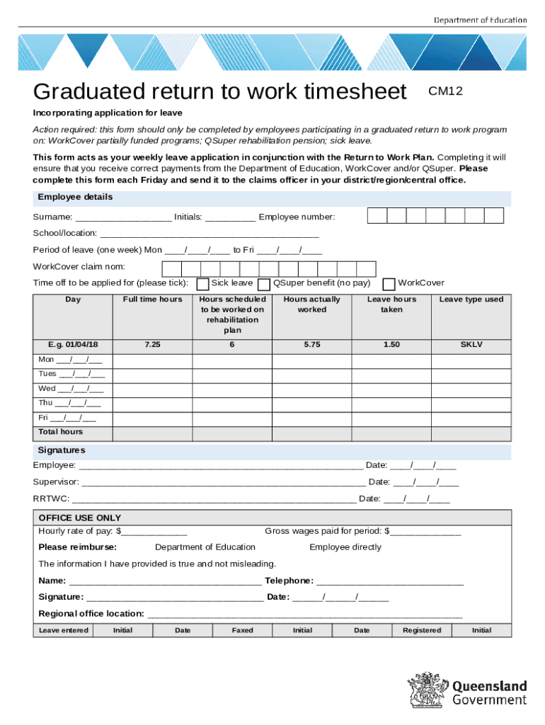 CM12 - Timesheet - Department of Education Doc Template | pdfFiller