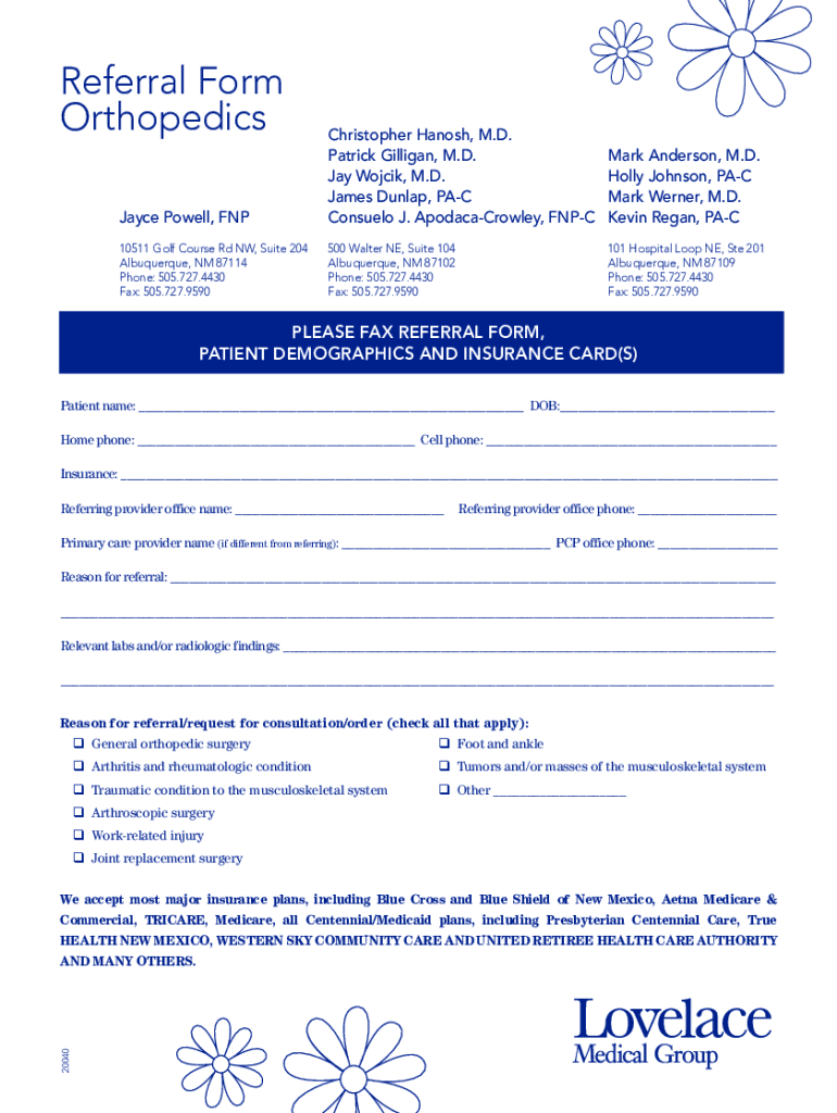 Fillable Online Referral Form OB/GYN Fax Email Print - pdfFiller