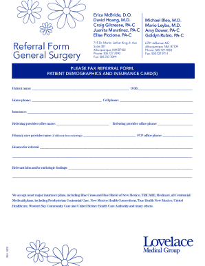 Fillable Online Referral Form General Surgery Fax Email Print - pdfFiller