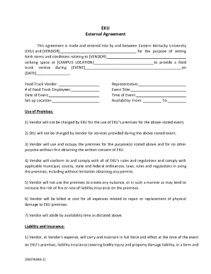 Fillable Online EKU External Agreement Fax Email Print - pdfFiller