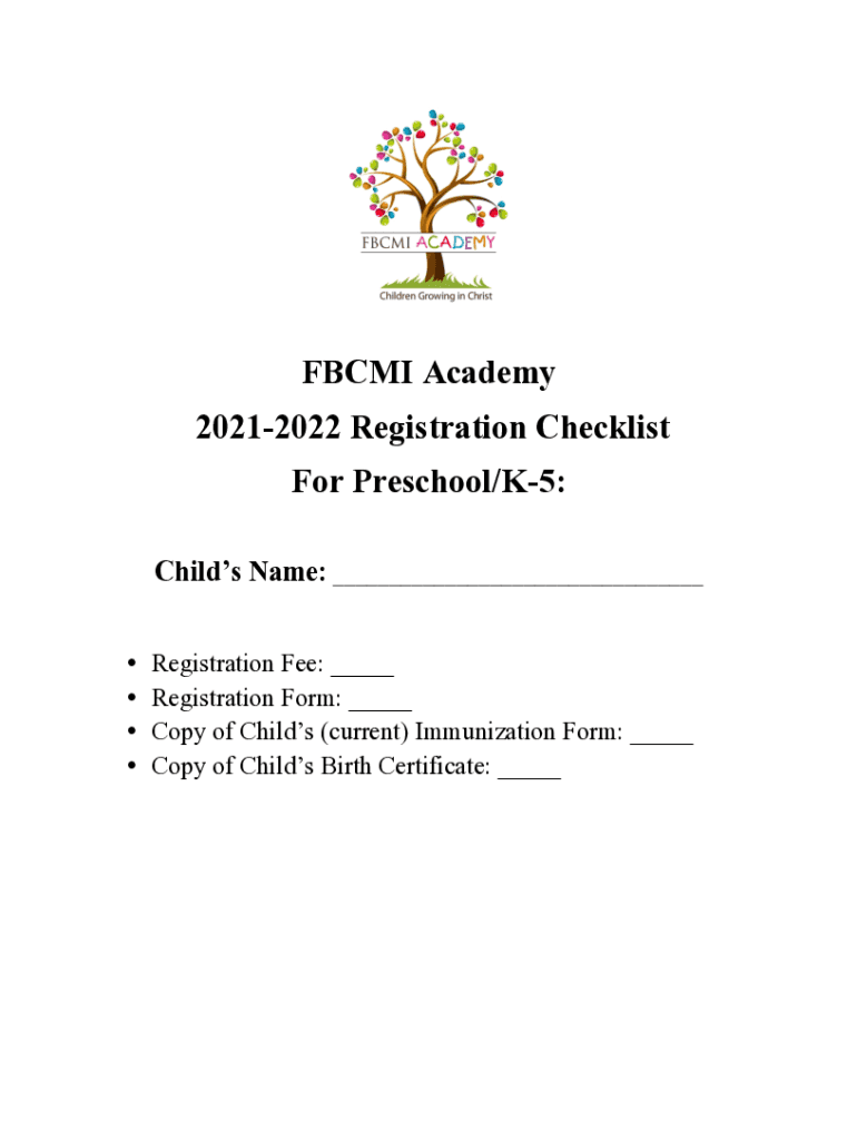 Fillable Online Registration Form WEEKDAY PRESCHOOL AND ... Fax Email ...