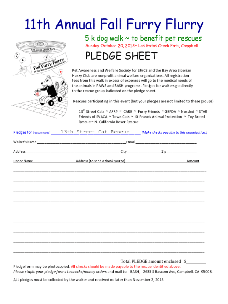 Fillable Online 11th Annual Fall Furry Flurry Fax Email Print - pdfFiller